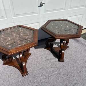 A Very Rare Find Antique Hexagonal Wooden Side/end Table W/ Original ...