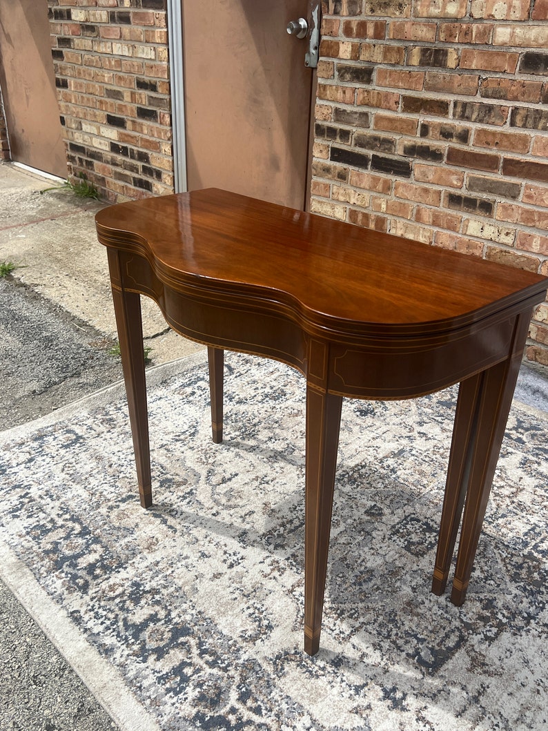 Vintage Kittinger Mahogany Console Table: Extendable Kidney Shape ...