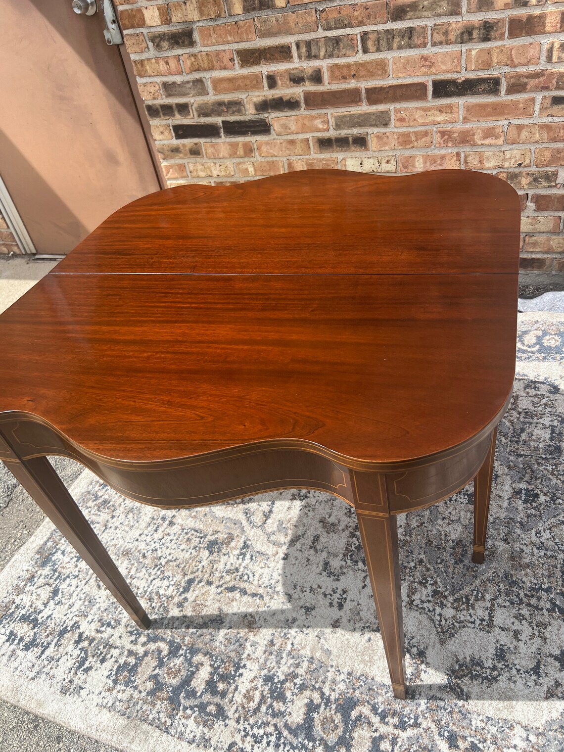 Vintage Kittinger Mahogany Console Table: Extendable Kidney Shape ...