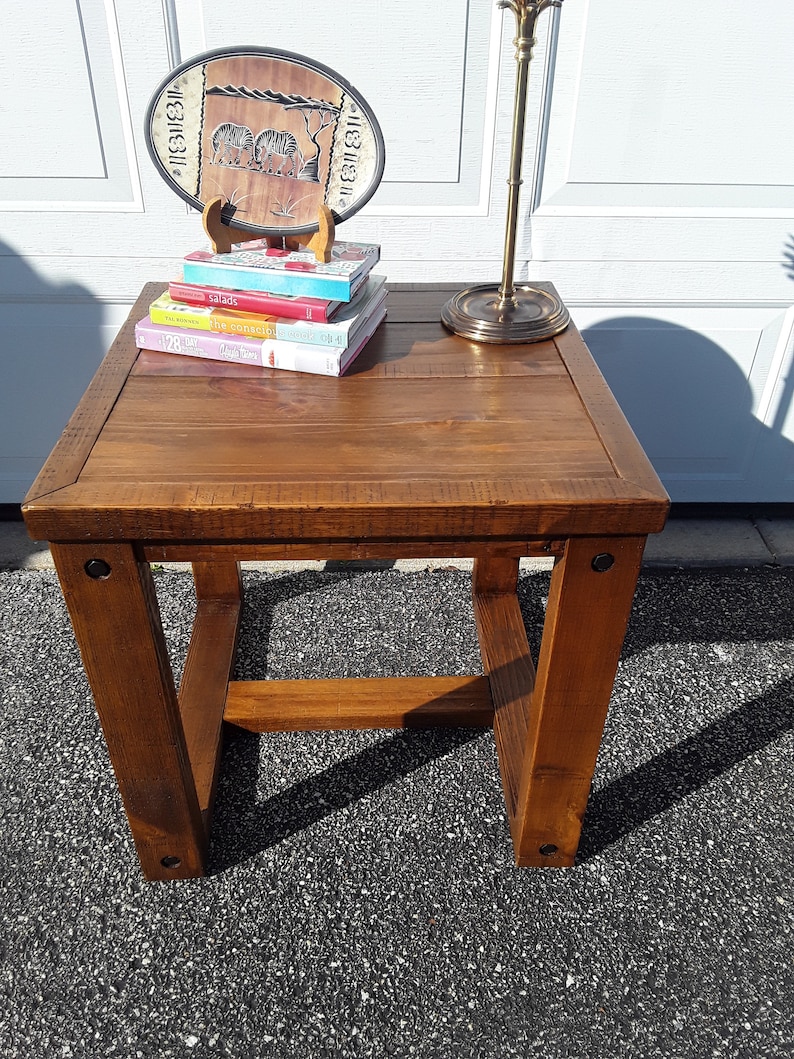 Rustic Square Wood Side Table: Vintage Accent End Table - Etsy