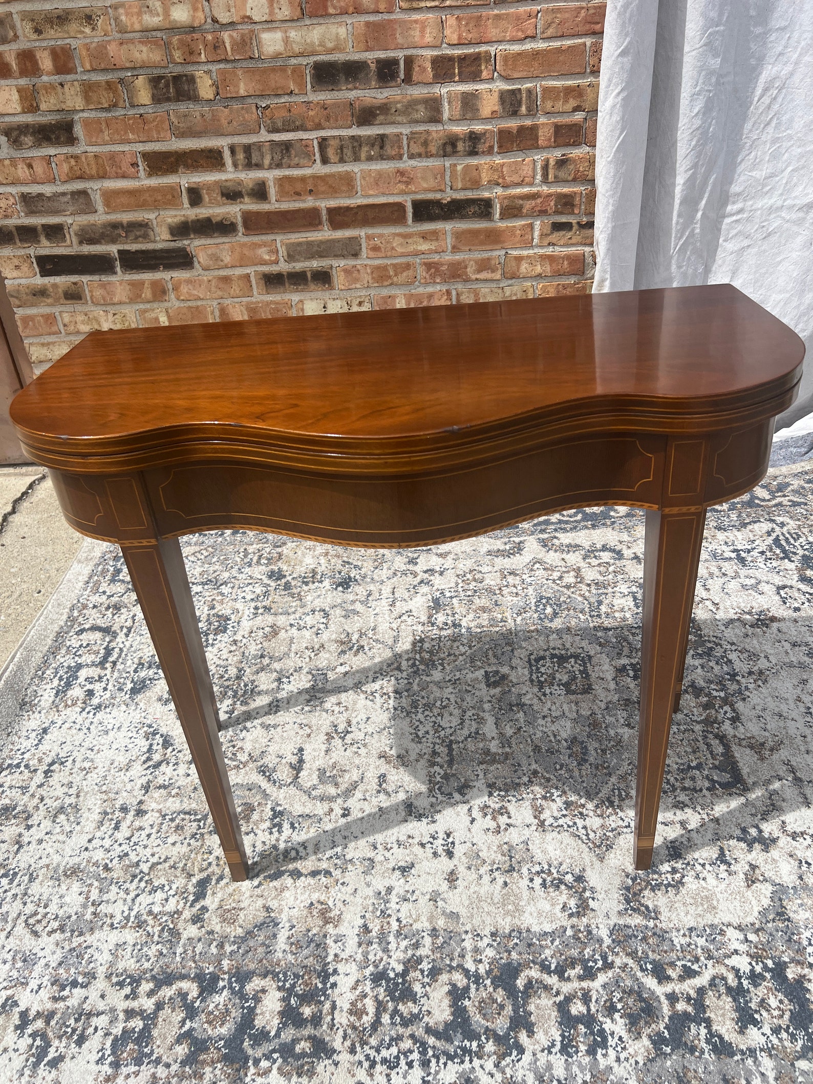 Vintage Kittinger Mahogany Console Table: Extendable Kidney Shape ...