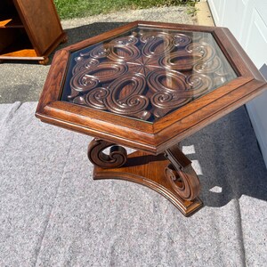 A Very Rare Find Antique Hexagonal Wooden Side/end Table W/ Original ...
