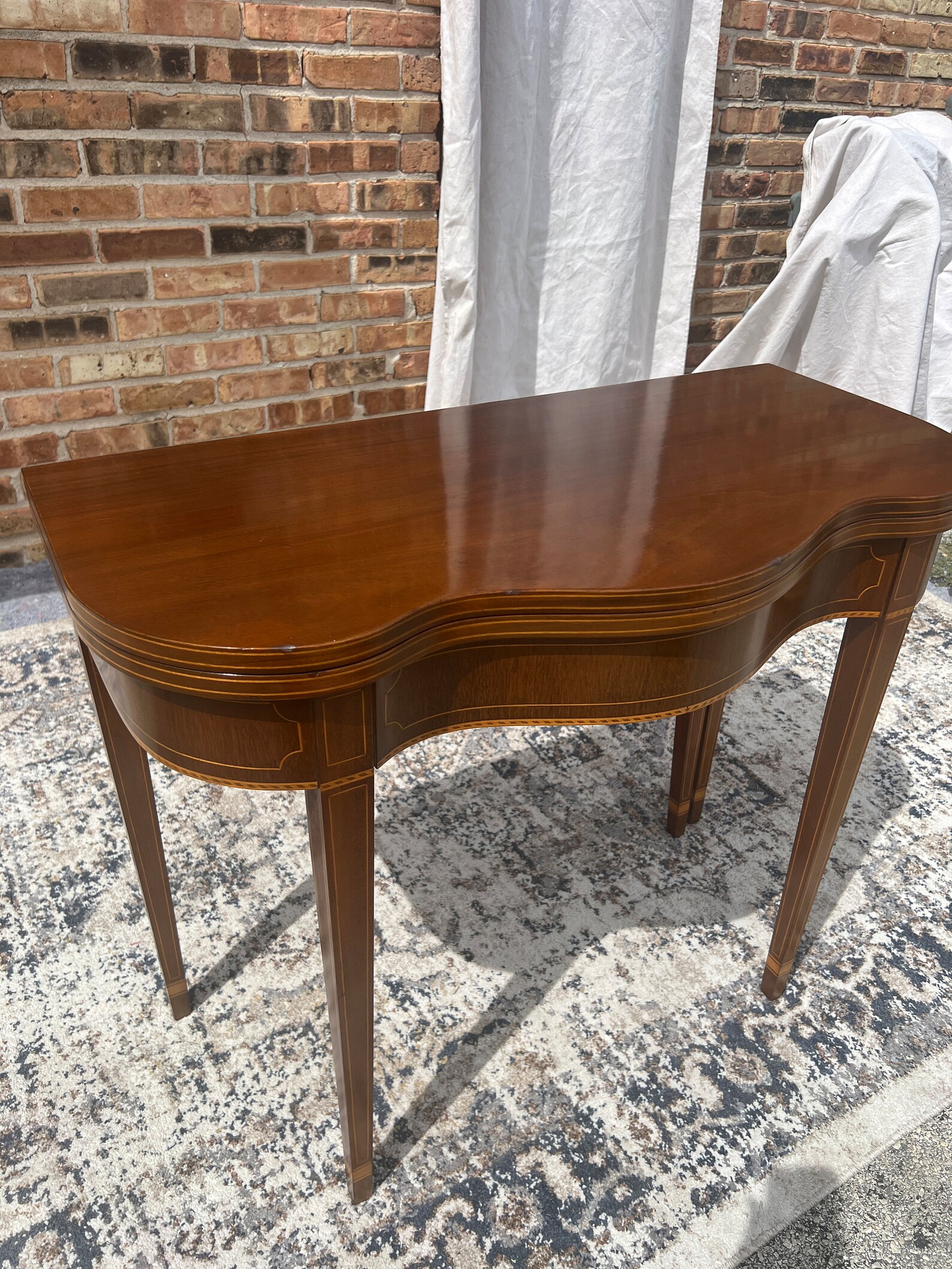Vintage Kittinger Mahogany Console Table: Extendable Kidney Shape ...