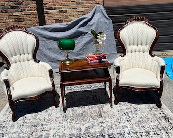 BEAUTIFUL Kimball Reproduction Victorian Style King N Queen Armchairs Honduras Mahogany Wood by Pelham Shell Leckie Fine Furniture Company Etsy