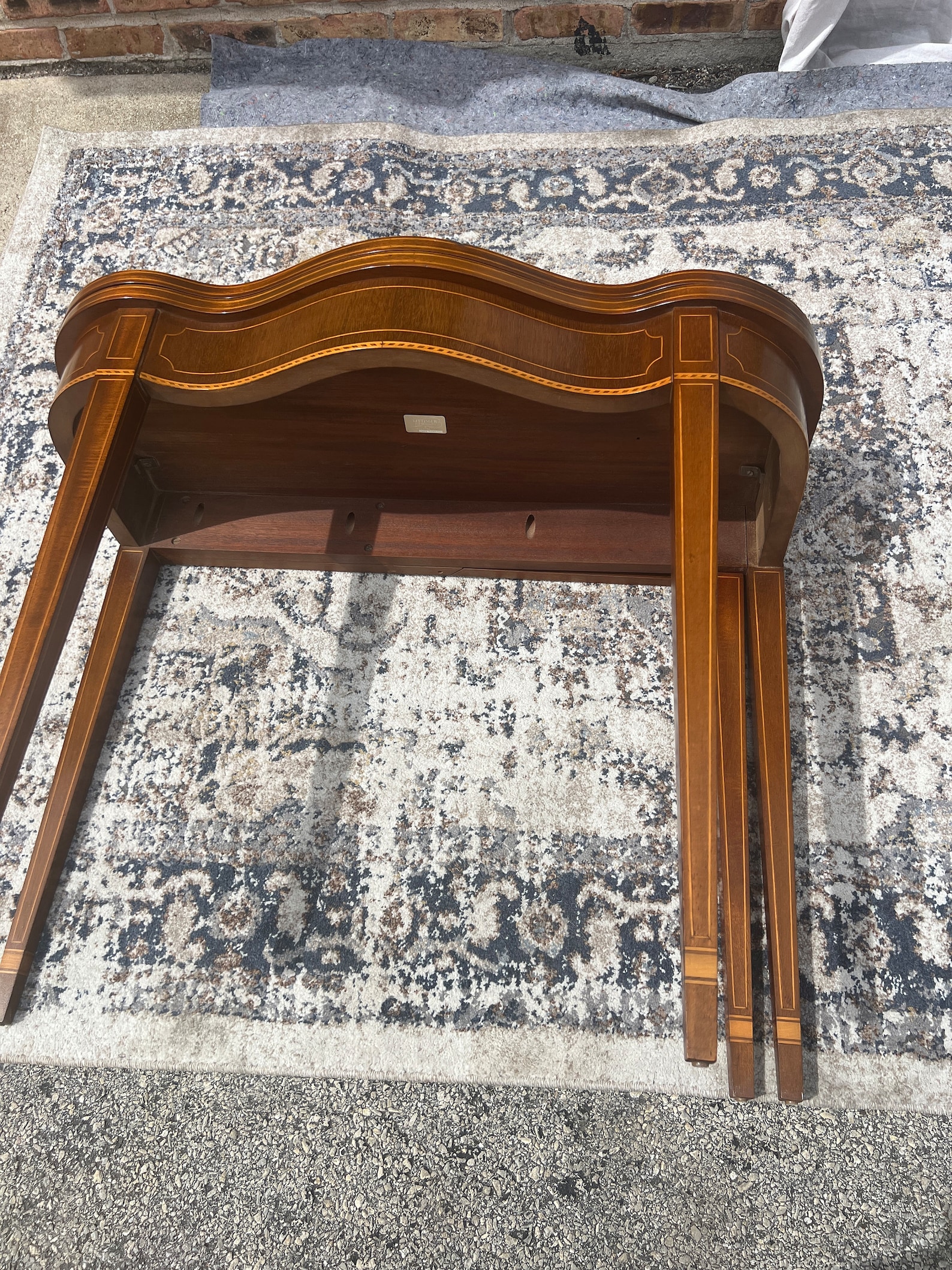 Vintage Kittinger Mahogany Console Table: Extendable Kidney Shape ...
