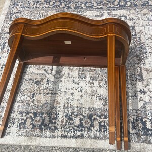 Vintage Kittinger Mahogany Console Table: Extendable Kidney Shape ...