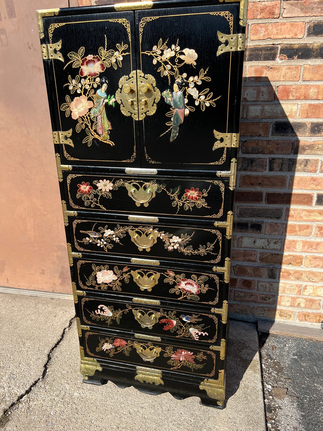 A Rare MAGNIFICENT Antique 52 Tall Chinoiserie Scenery Chinese/asian ...