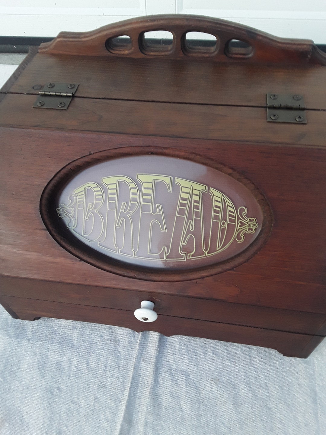 Mid Century Wooden Bread Box-vintage-mcm Wood Bread Box- Hand Painted ...