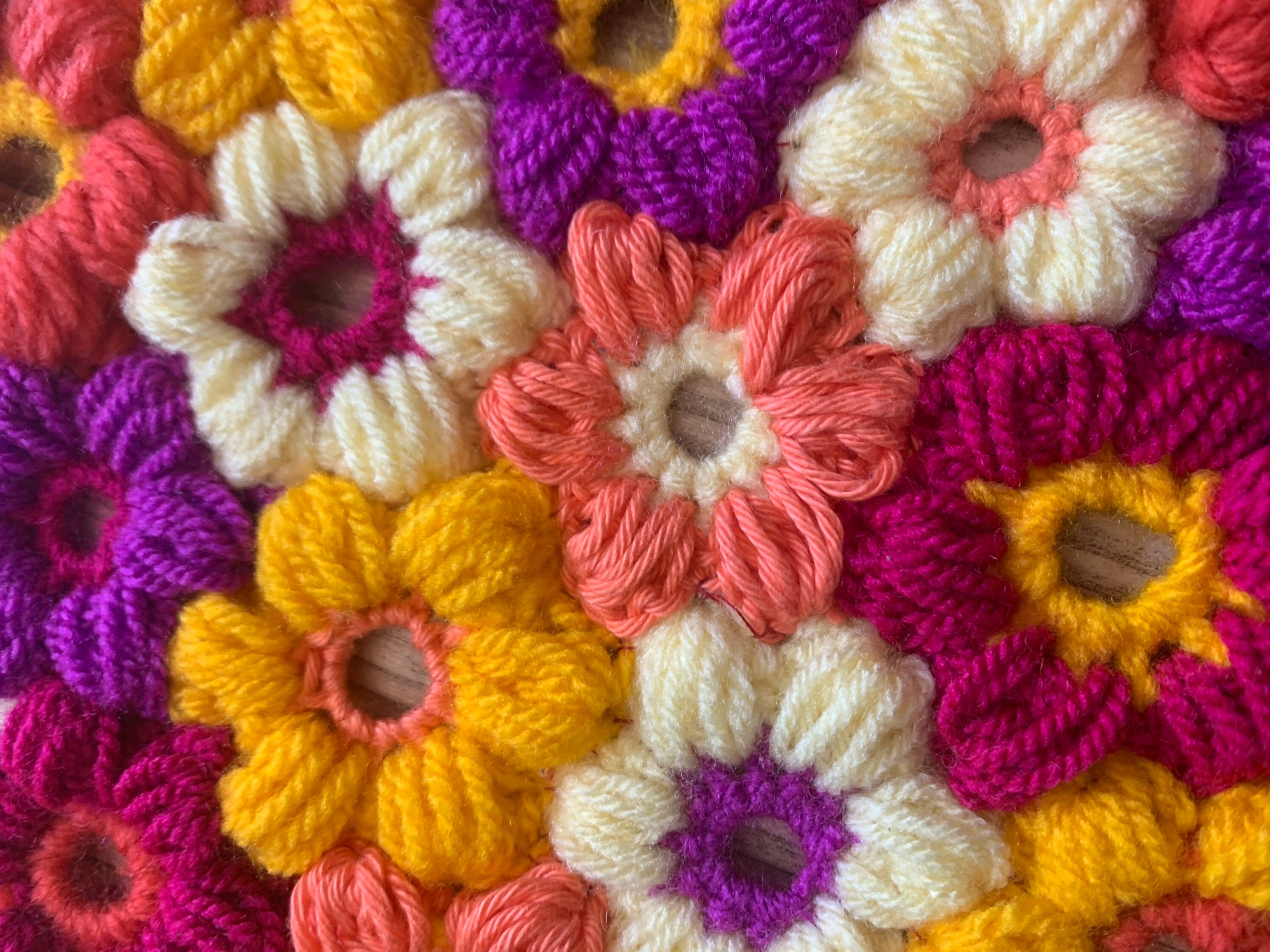 Floridos Coasters Puff-Stitch Flores Crochet Coasters | Etsy