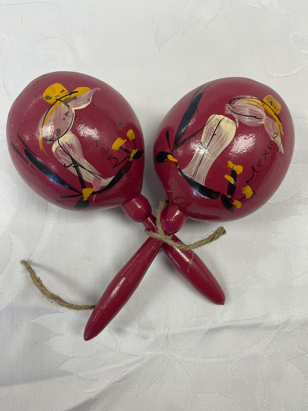 Vintage Hand Painted Red Maracas - Etsy