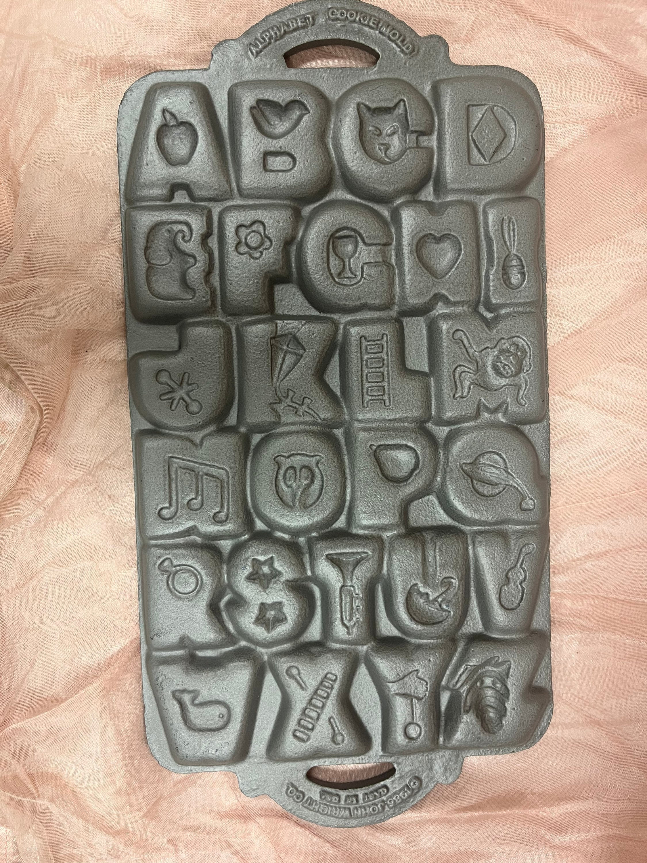 VINTAGE JOHN WRIGHT Cast Iron Alphabet Cookie Mold Pan Handles 1985 - Etsy