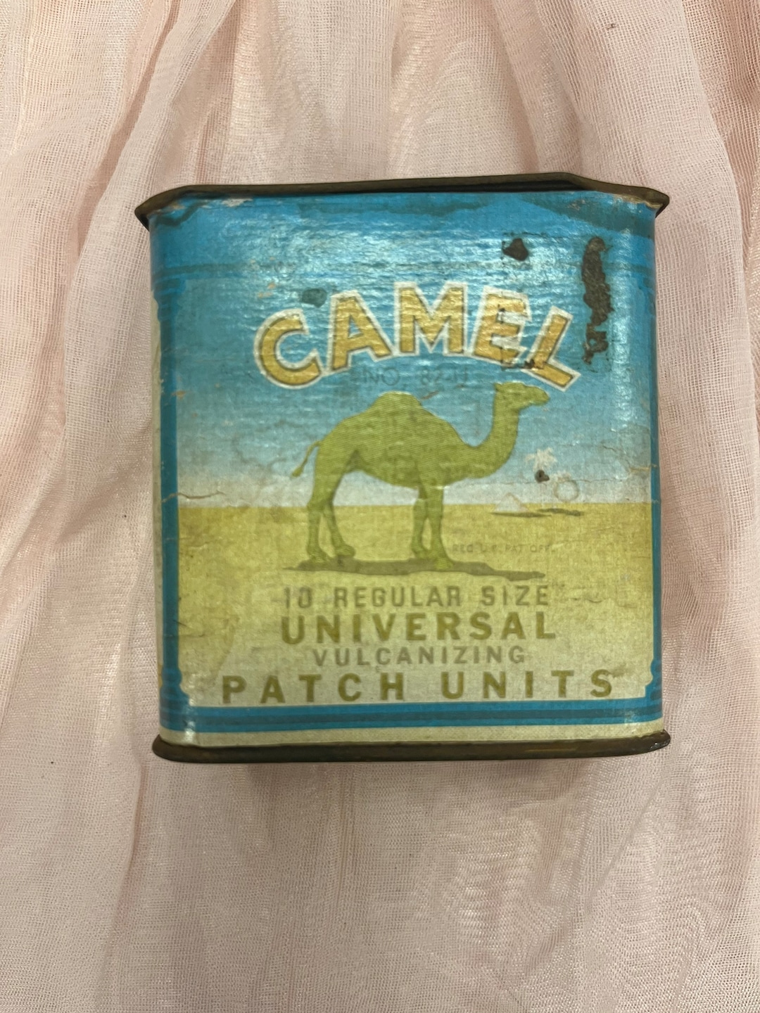 Vintage 1946 Camel 10 Oblong Vulcanizing Patch Units 9-X Cardboard Tin ...