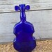 Vintage 1980s Cobalt Blue Violin/cello Shaped Glass Bottle/flask/vase ...