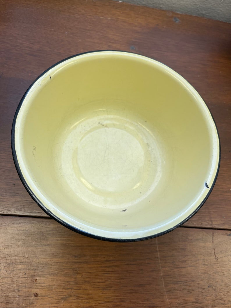 Vintage 7” Yellow Enamel Enamelware Bowl - Etsy