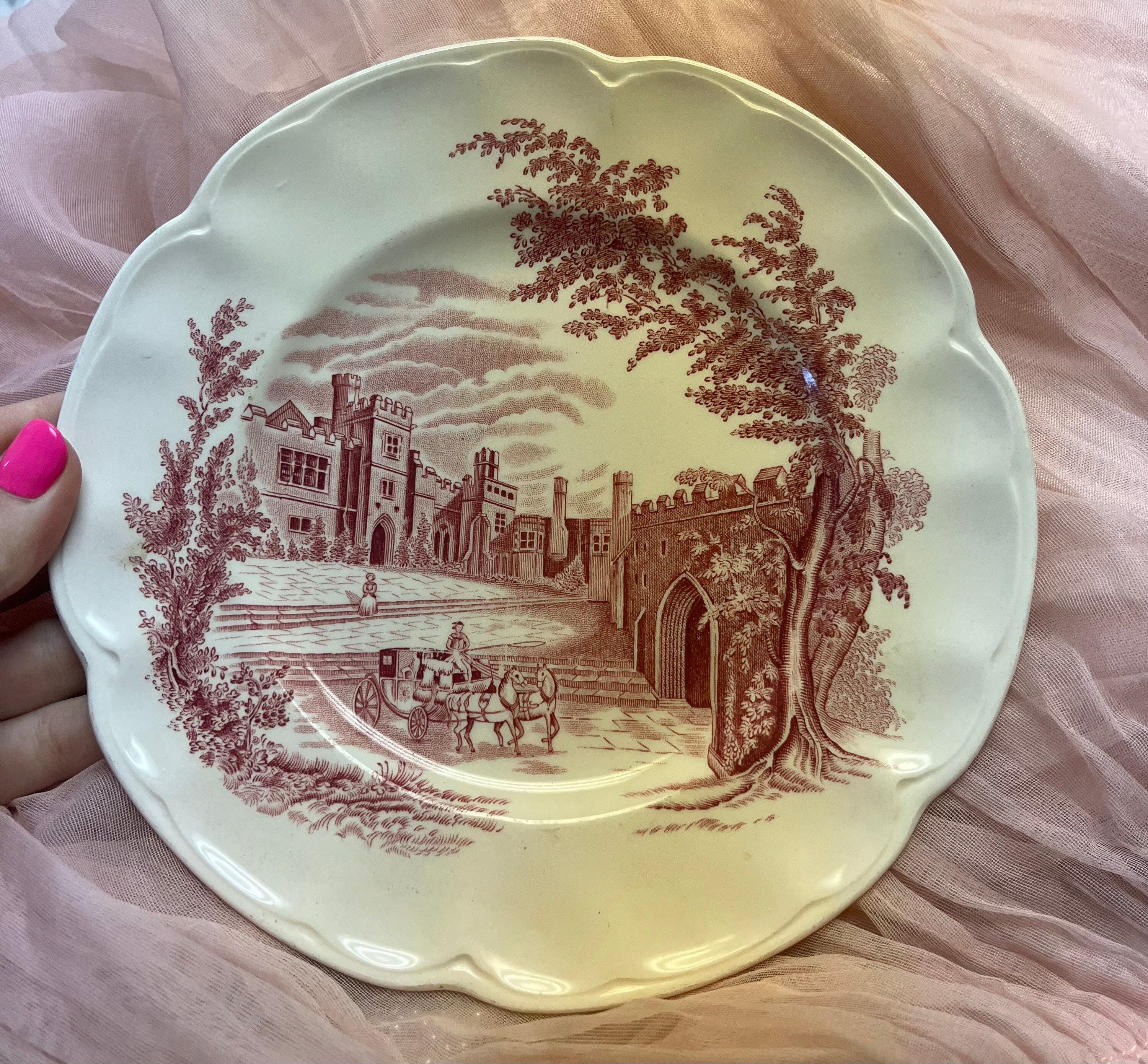 Vintage Johnson Brothers Haddon Hall, Pink China Plate - Etsy