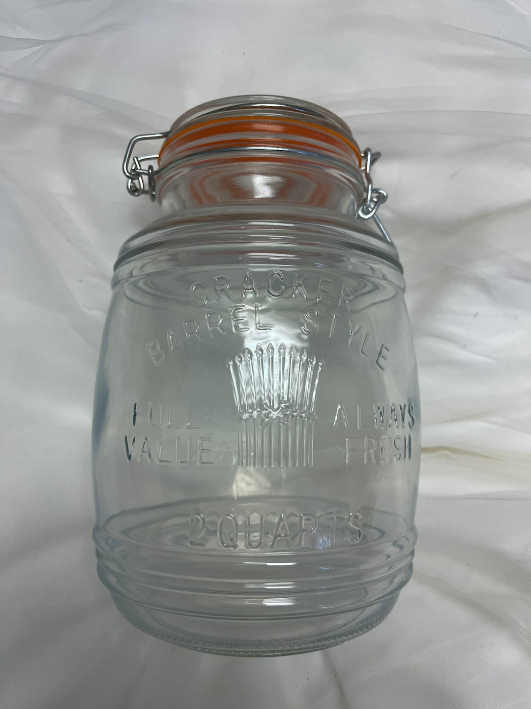 Vintage 2 Quart Cracker Barrel Style Glass Jar - Etsy
