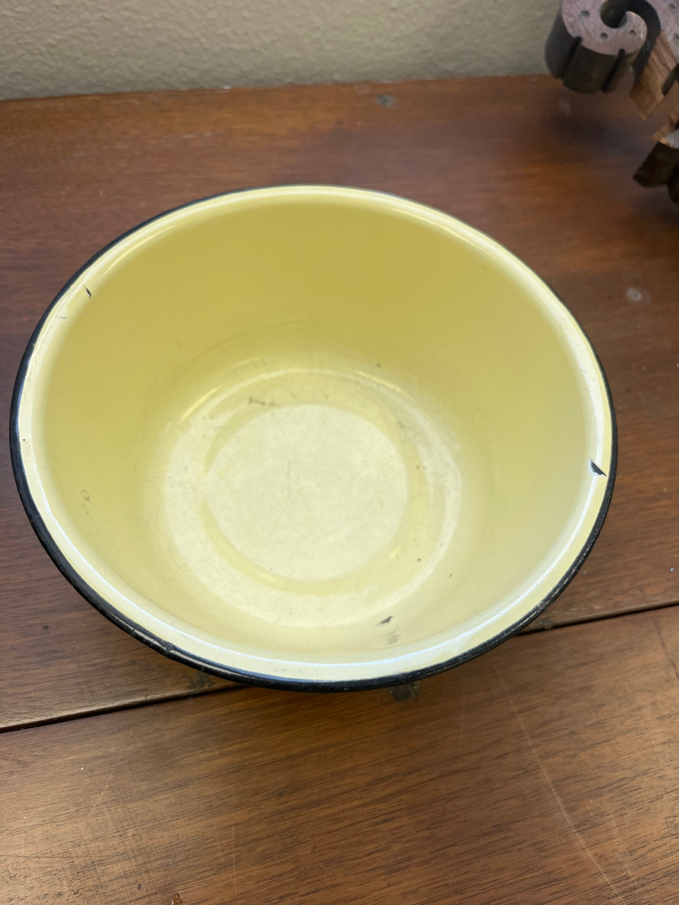 Vintage 7 Yellow Enamel Enamelware Bowl - Etsy