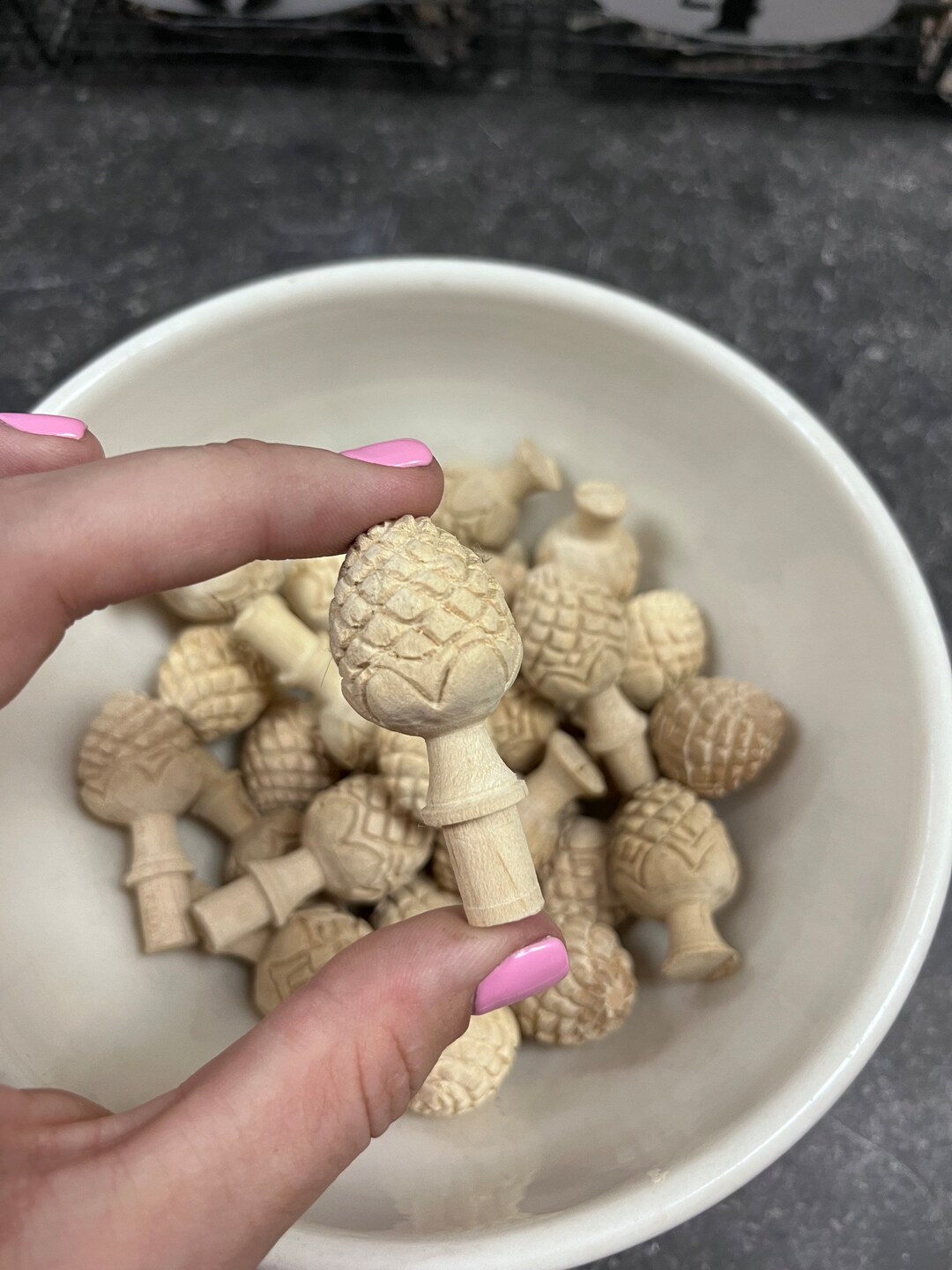 Small Natural Wood Carved Acorns Tray-decor/vase Filler or Crafting - Etsy