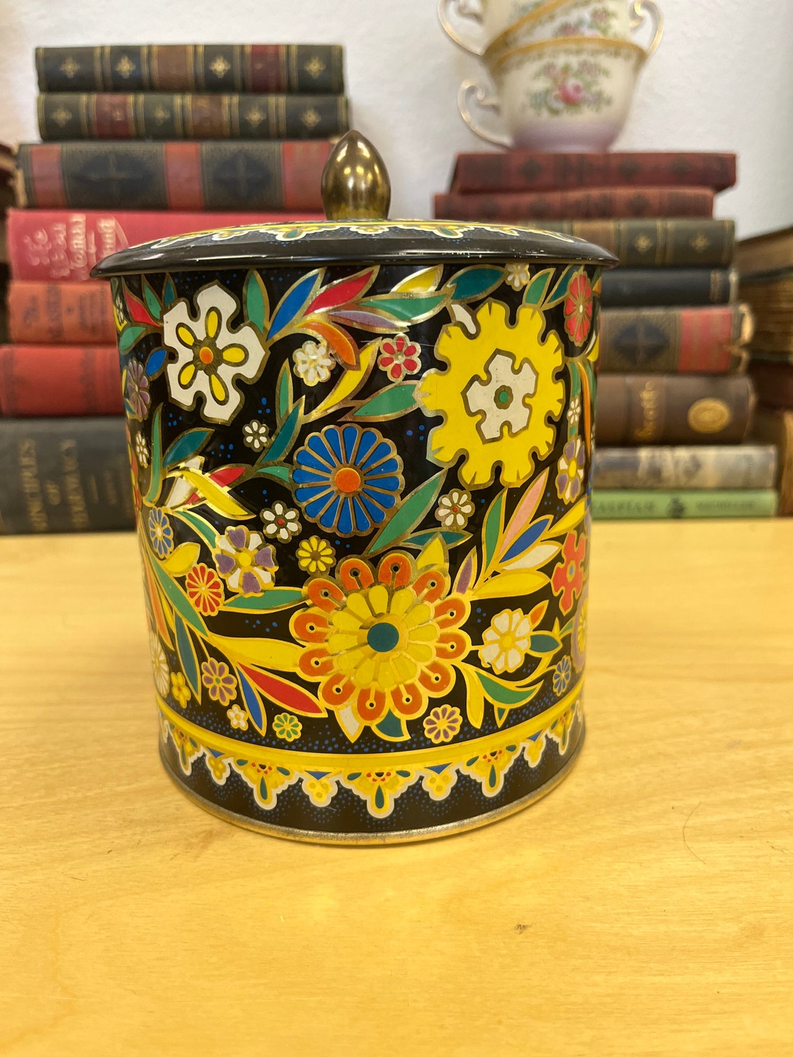 Vintage Tin Embossed Canister - Etsy