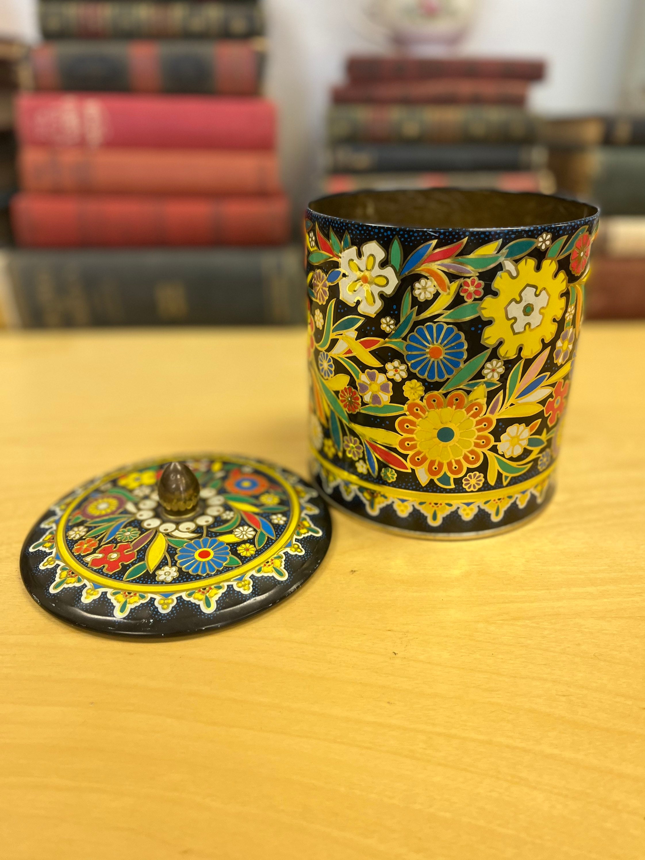 Vintage Tin Embossed Canister - Etsy