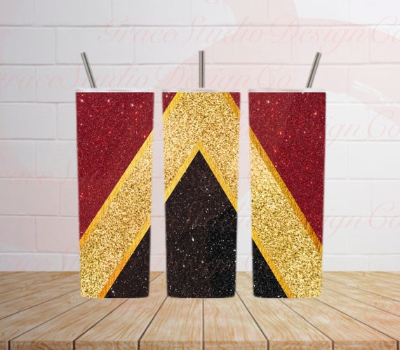 Red Black and Gold Glitter Triangle 20 Oz Tumbler | Etsy