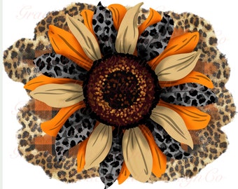 Leopard Print Sunflower Design PNG digital Download Only - Etsy