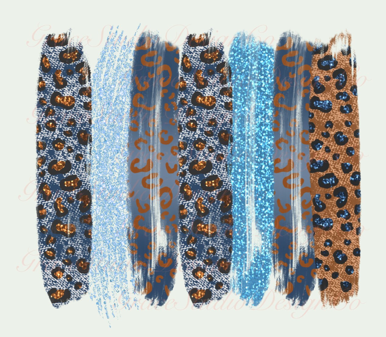 Blue Leopard Print Brush Strokes Sublimation Design * Digital Download ...