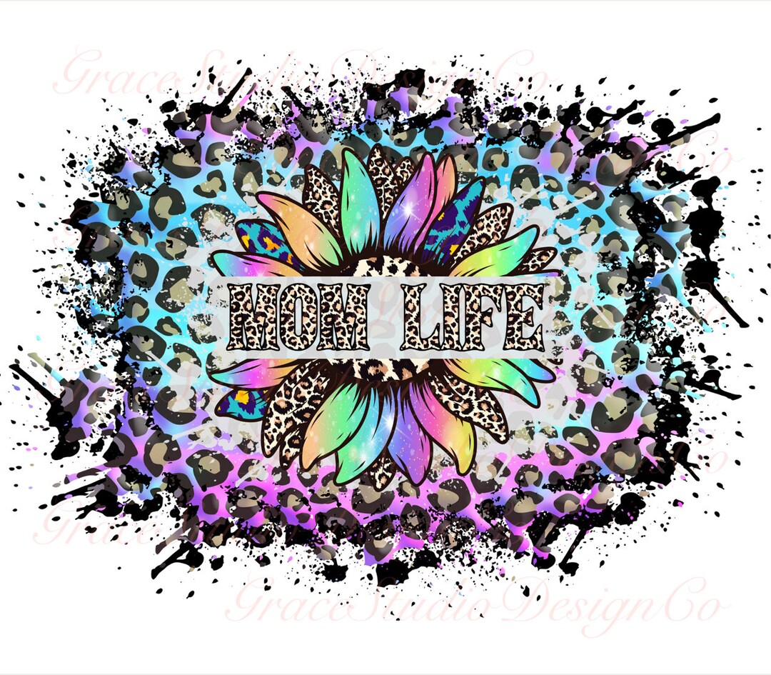 Mom Life | Sunflower | Leopard Print Sublimation Design * Digital ...