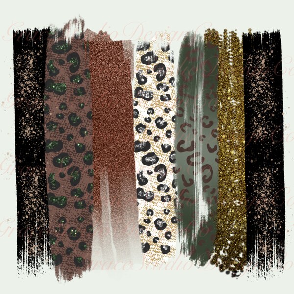 Gold Leopard Print Brush Strokes Sublimation Design digital Download ...
