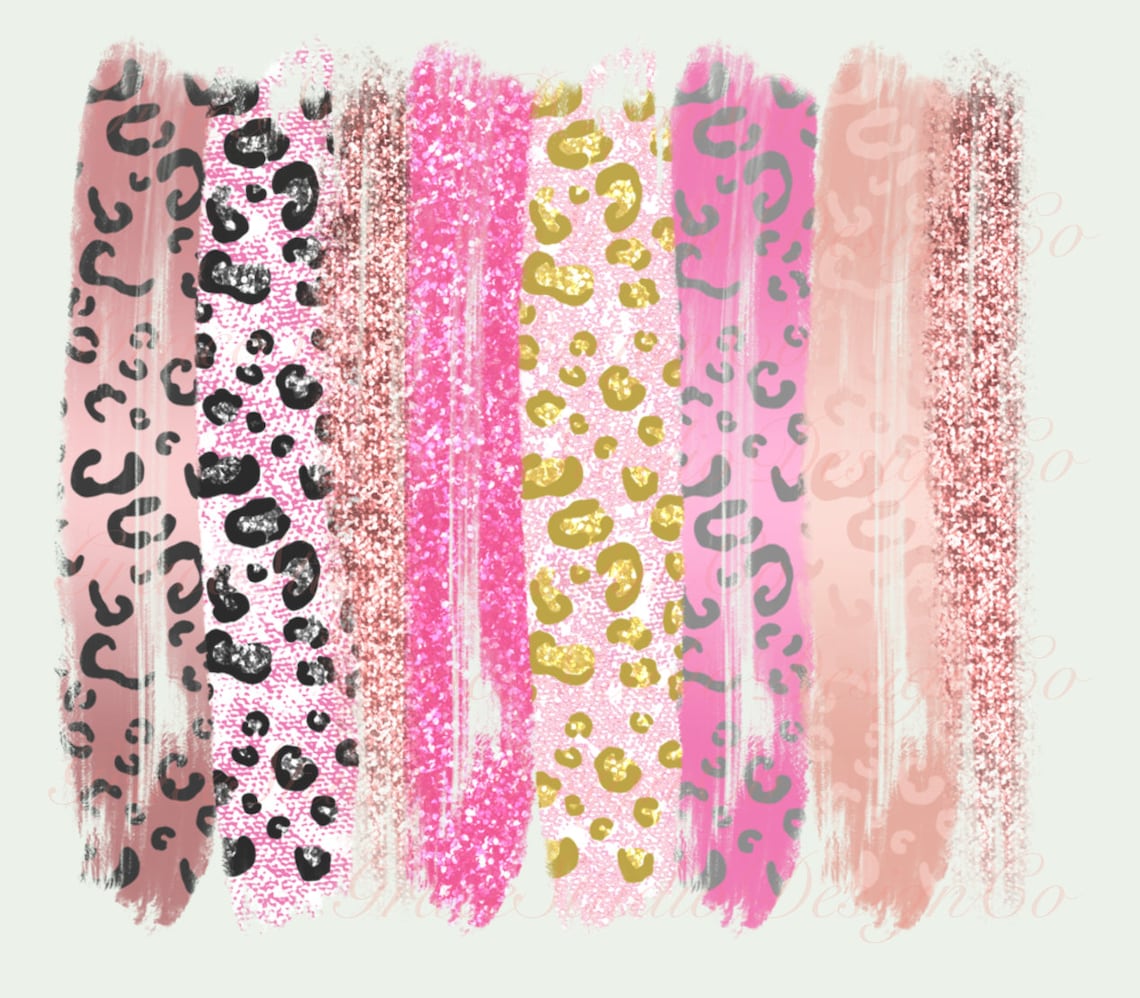 Leopard Print Brush Strokes Pink, Rose Gold Sublimation Design *digital ...