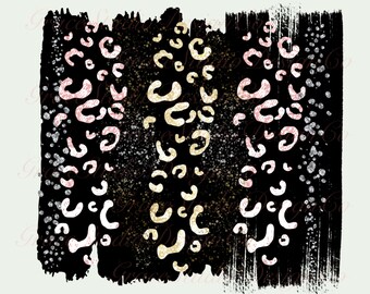 Gold Leopard Print Brush Strokes Sublimation Design digital Download ...