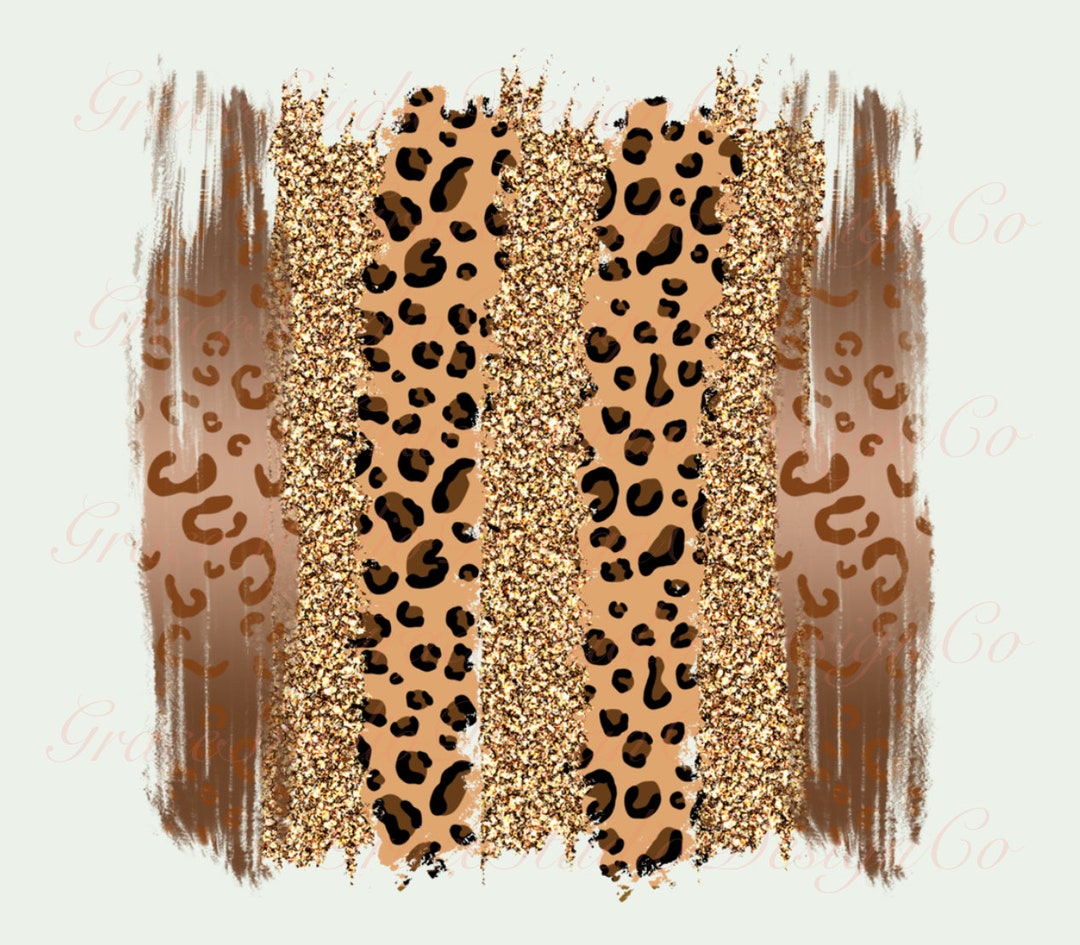 Gold Leopard Print Brush Strokes Sublimation Design digital Download ...