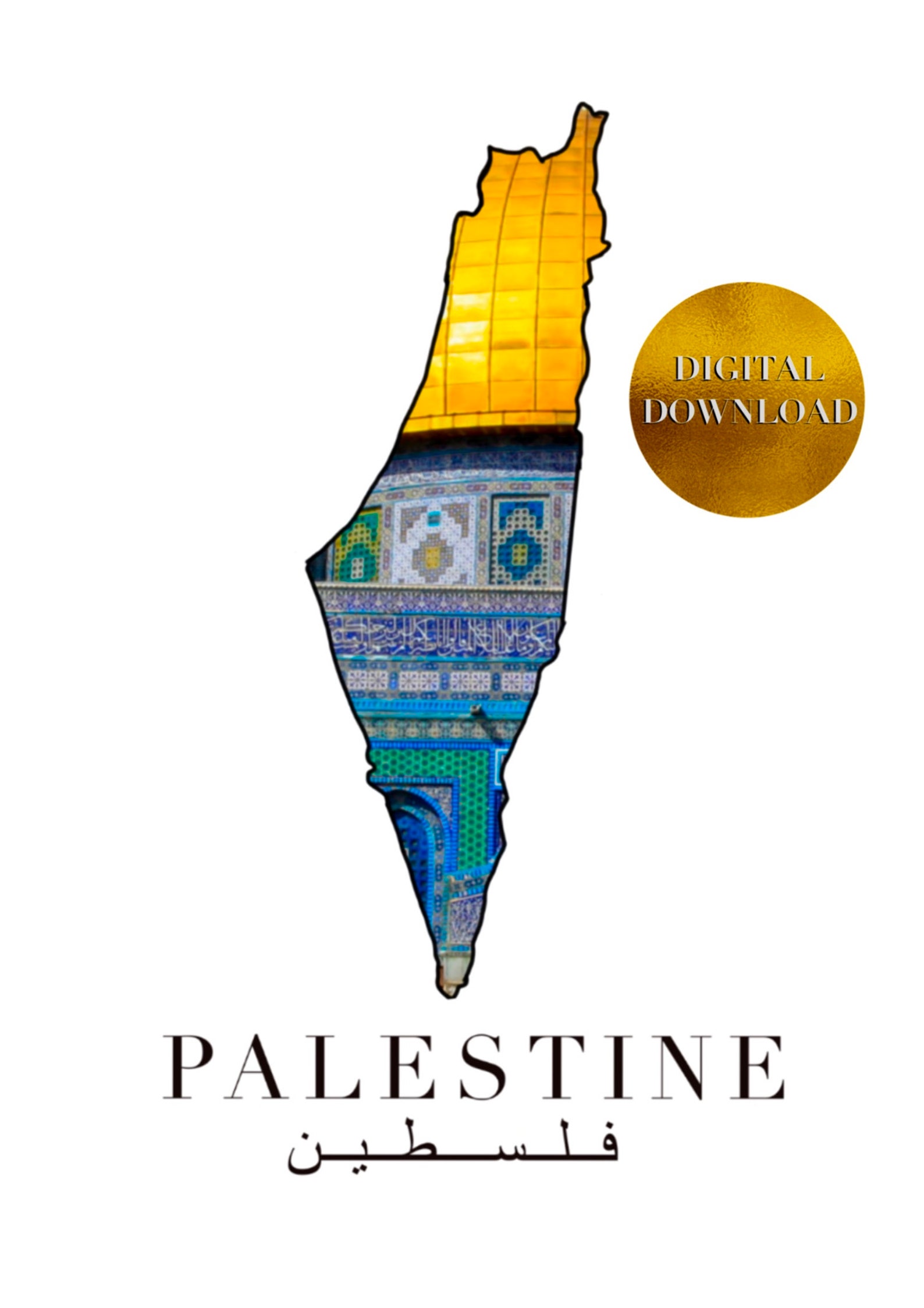 Palestine Map Wall Art Digital Art Dome of the Rock - Etsy Canada