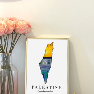 Palestine Map Wall Art Digital Art Dome of the Rock - Etsy Canada