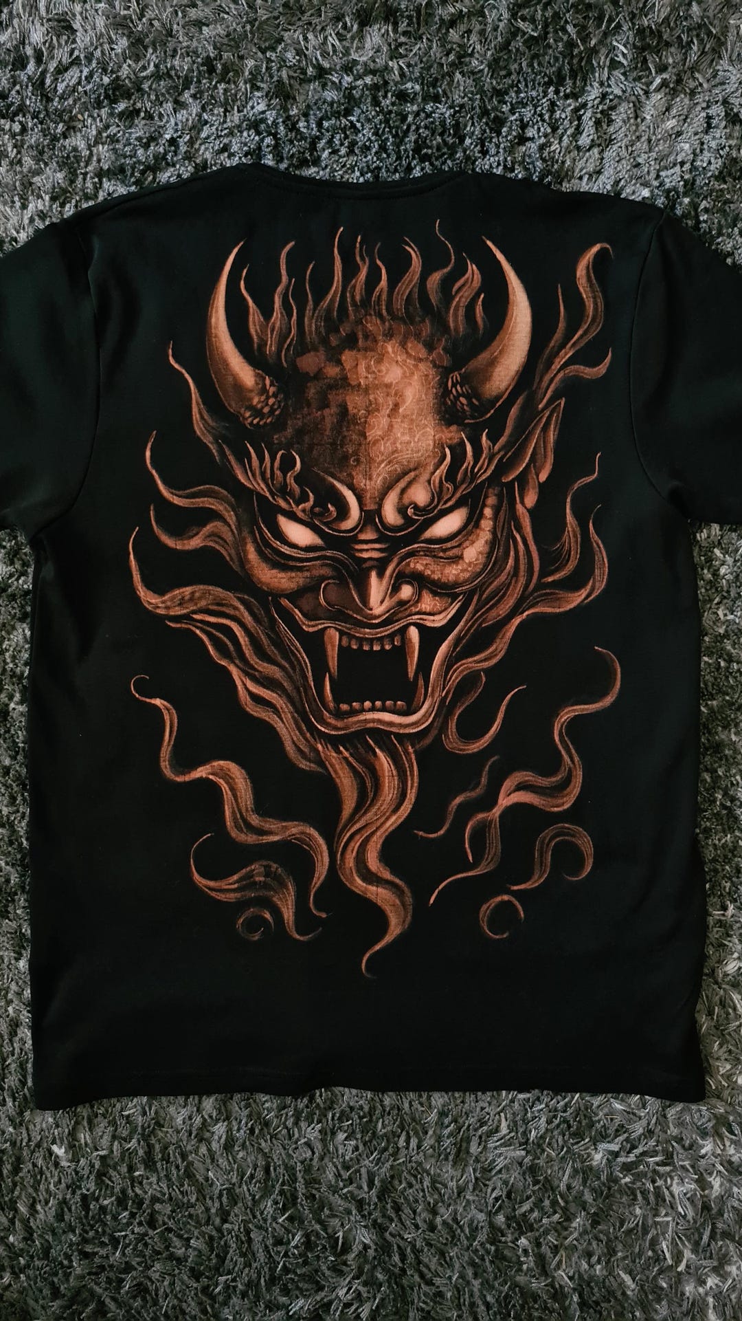 Oni Mask Bleached T-shirt Japanese Art - Etsy