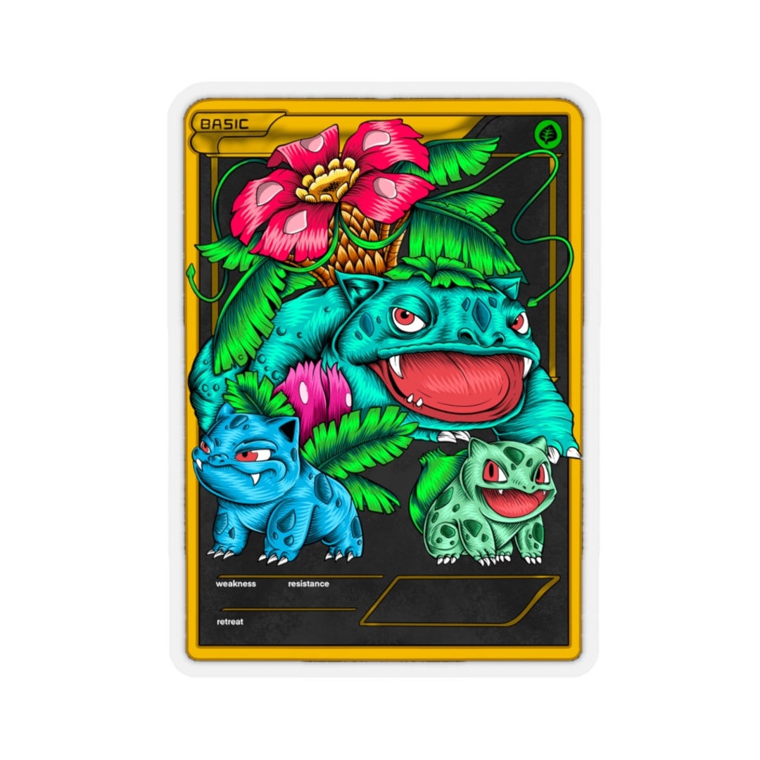 Bulbasaur Evolution Line Card Sticker - Etsy