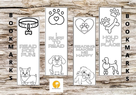 Printable Digital Download dog Coloring Bookmarks Puppy | Etsy UK