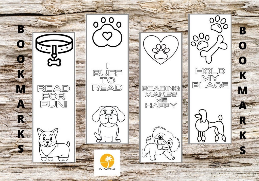 Dog coloring bookmarks Puppy coloring bookmarks Printable | Etsy