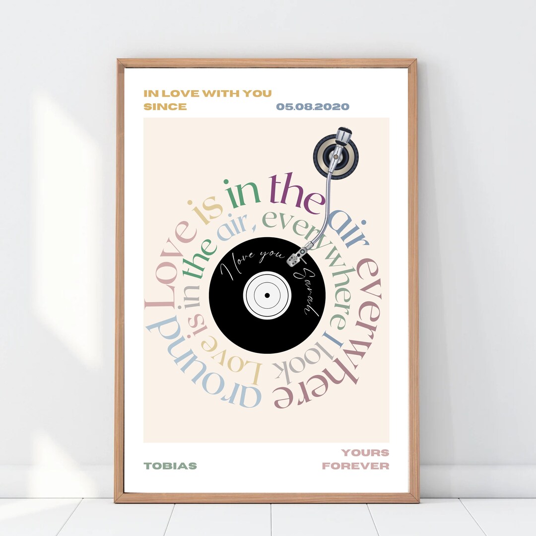 Custom Vinyl Record Poster - "love is in the Air" - Personalized ...