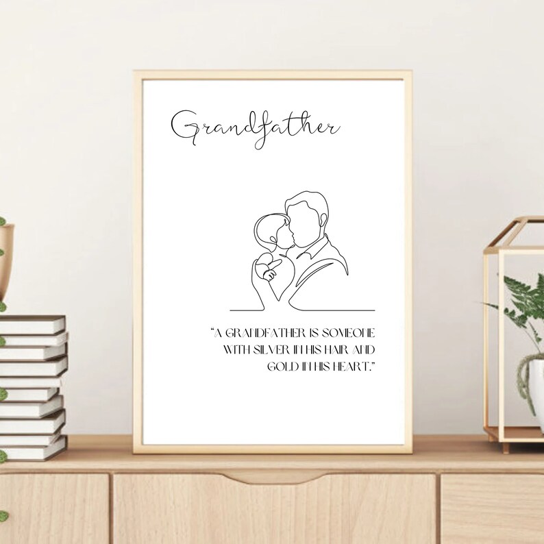 Grandfather Quote and Line Art Print Grandpa Gift - Etsy