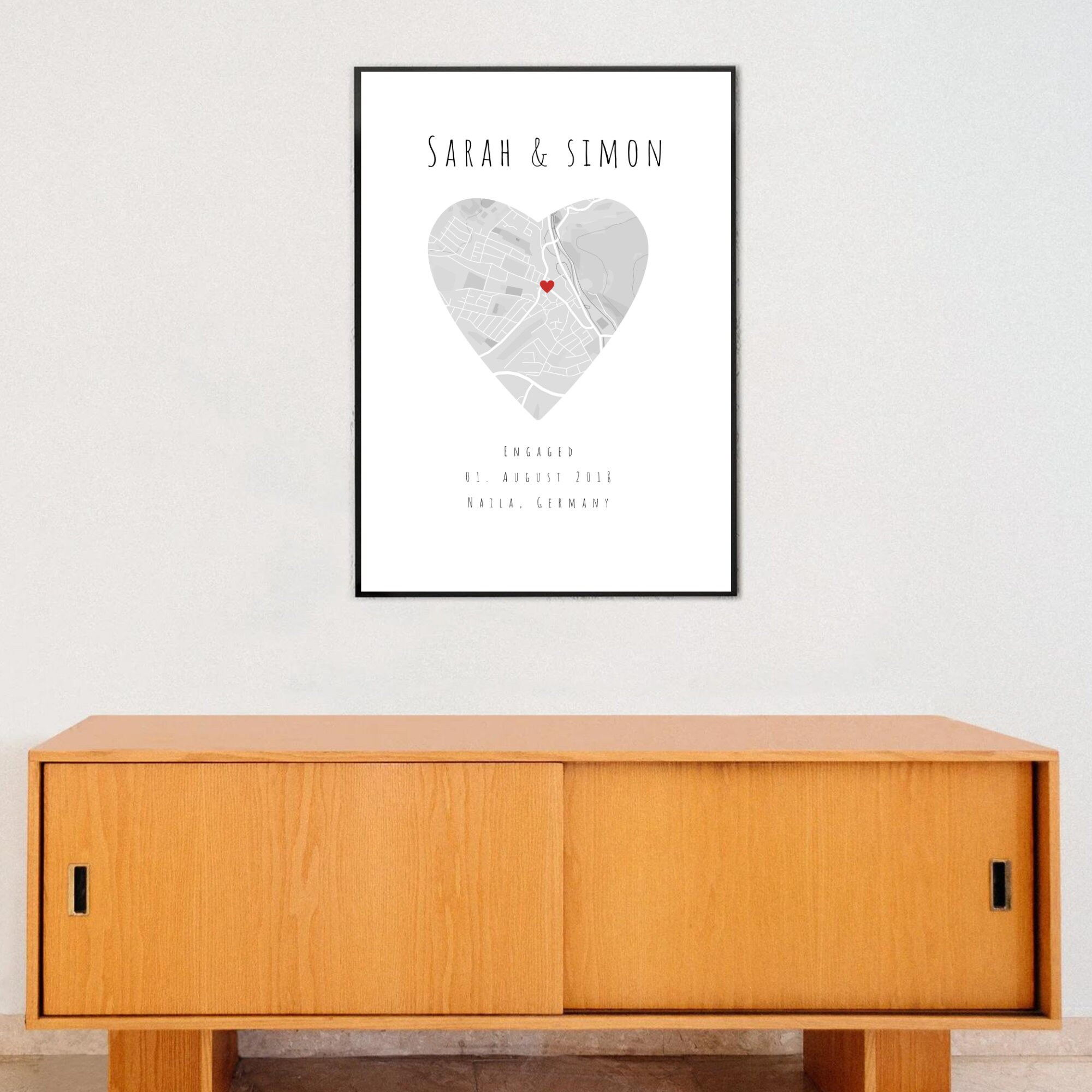 Custom Love Map Print, Engaged Map, Married Met Engagement Map Print ...