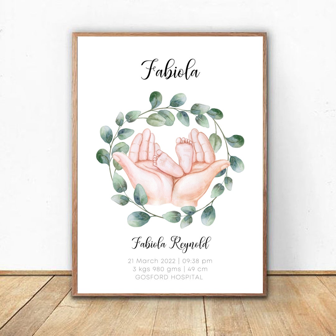 Hand Holding Baby Feet Birth Poster - Etsy