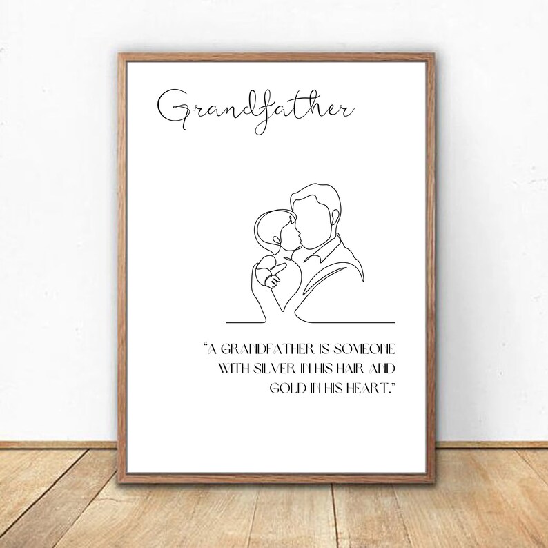 Grandfather Quote and Line Art Print | Grandpa Gift - Etsy