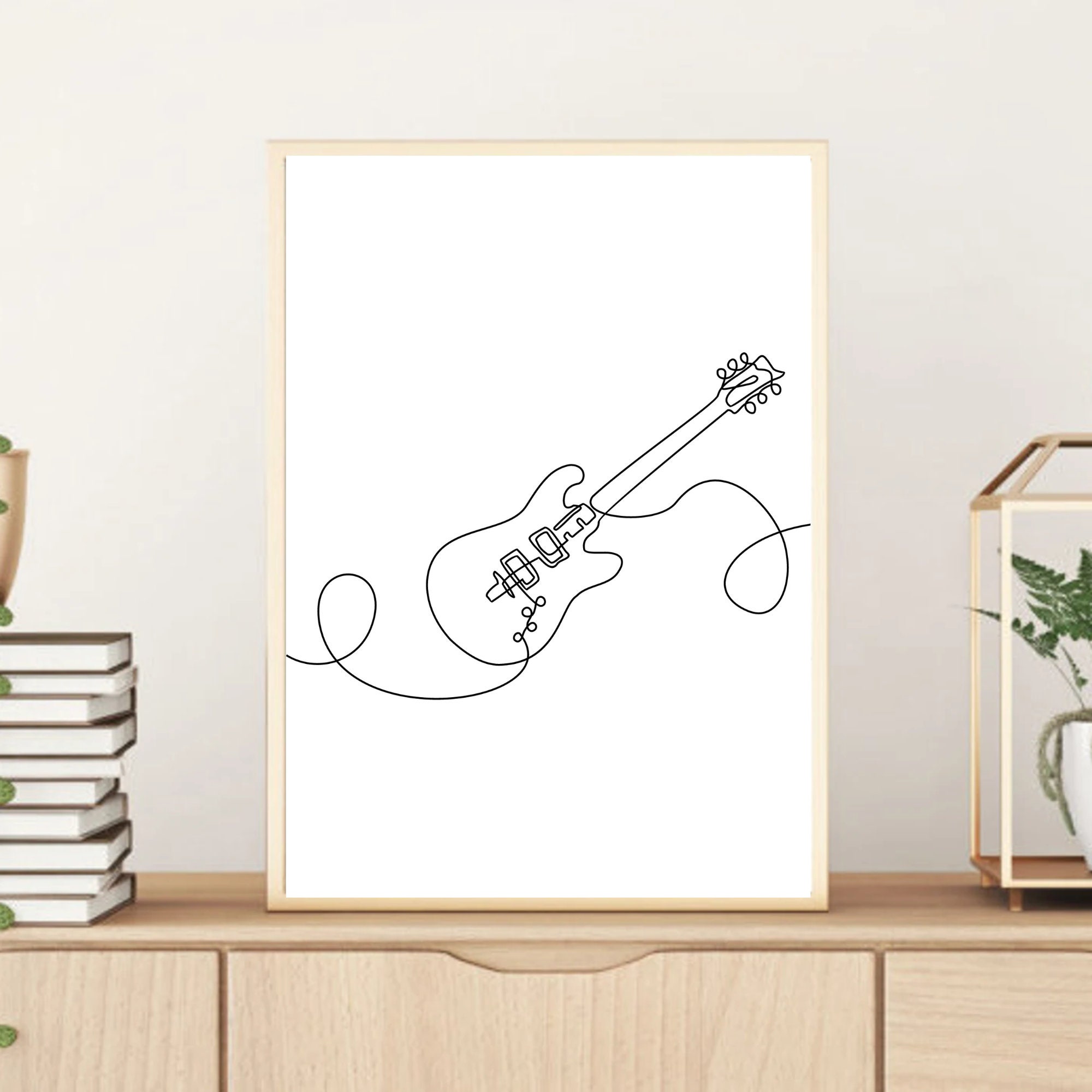 Guitar Line Drawing Minimalist Guitar Music Print Friends - Etsy