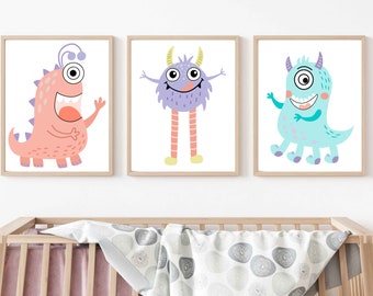 Nursery Wall Poster Silly Monster Art Cute Monster Print - Etsy Israel