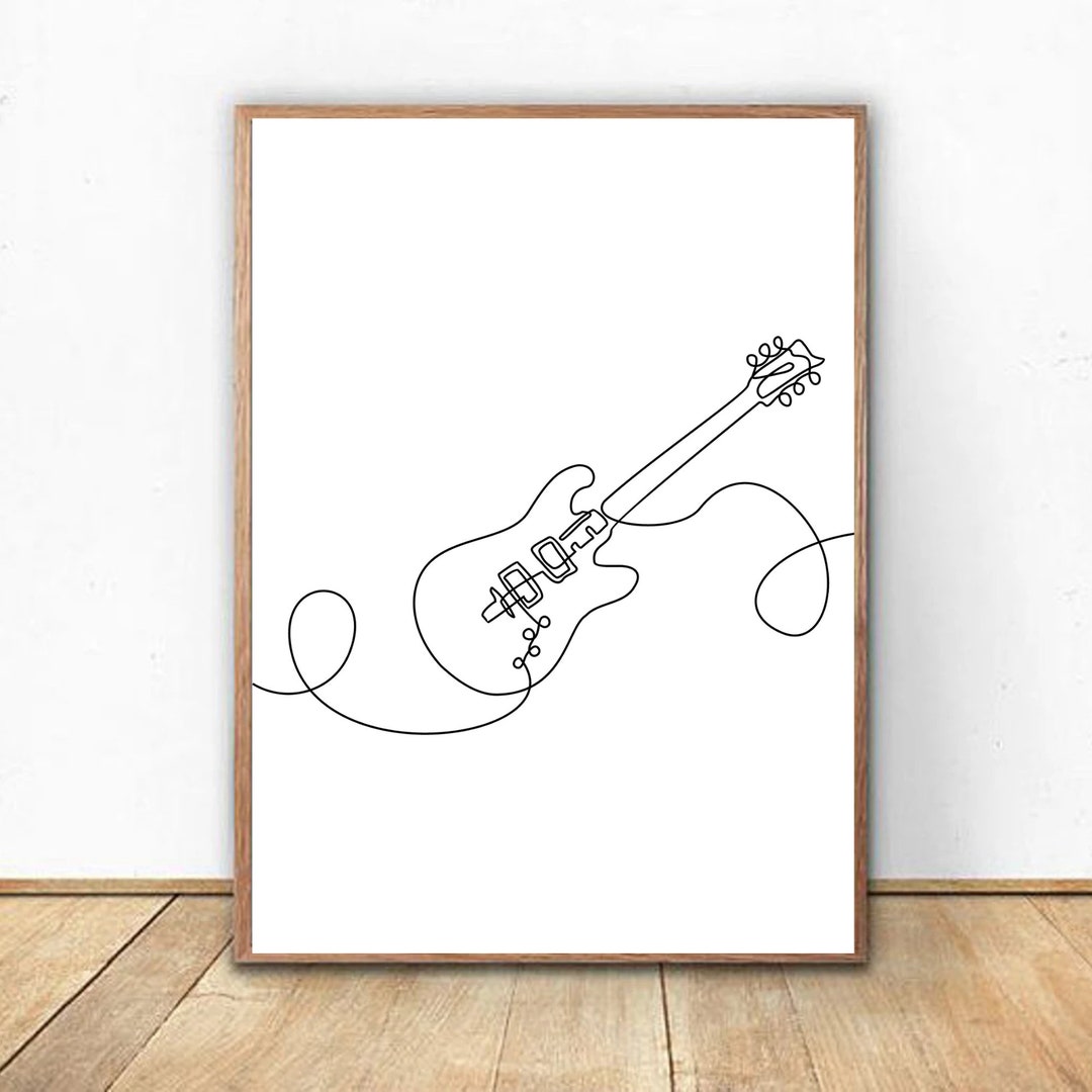 Guitar Line Drawing, Minimalist Guitar Music Print, Friends Line Art ...