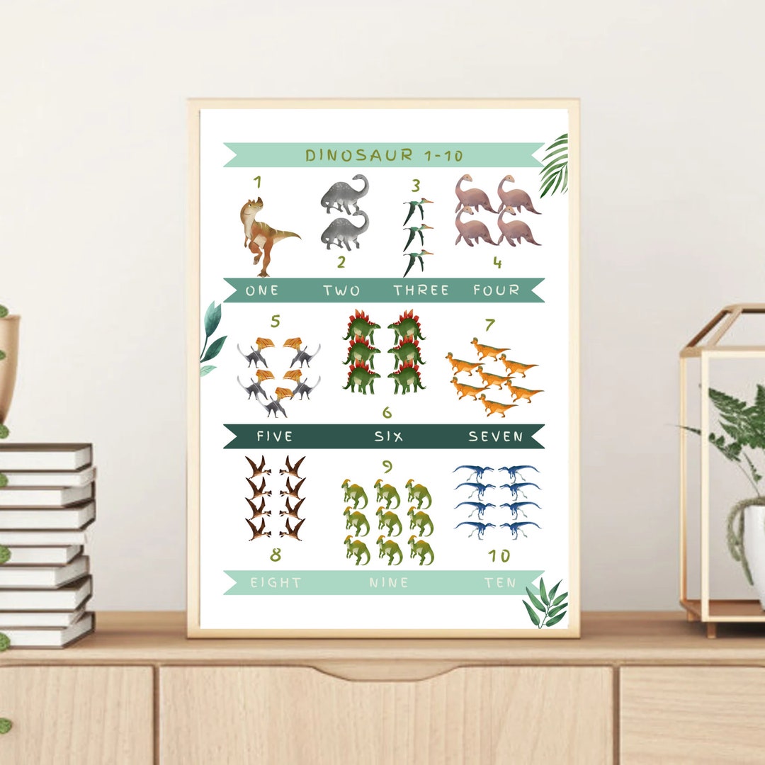 Learning Numbers, Dinosaur Wall Art, Dinosaur Decor, Dinosaur Prints ...
