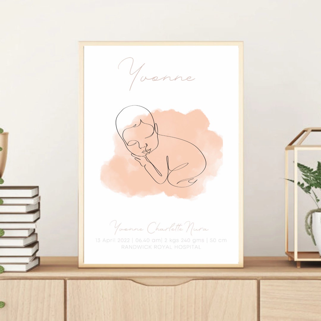 Girl Birth Poster | Personalized Baby Poster - Etsy
