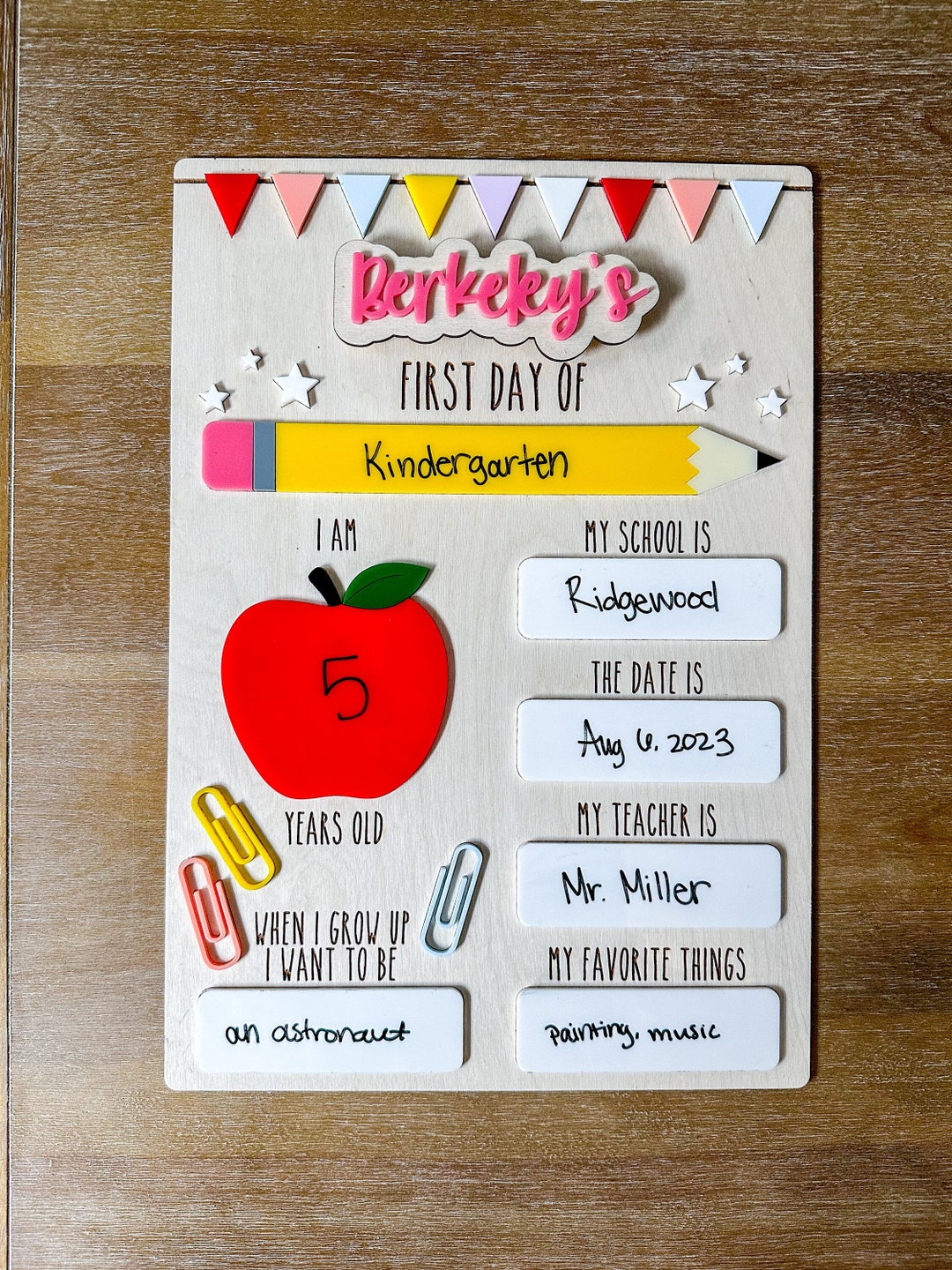 Personalized Back to School Sign | First Day of School Sign | Reusable ...