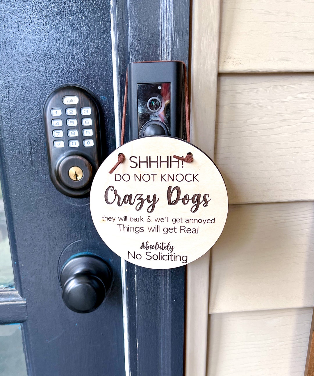 Crazy Dogs Door Sign- Please Do Not Knock Sign-dogs Will Bark Sign ...
